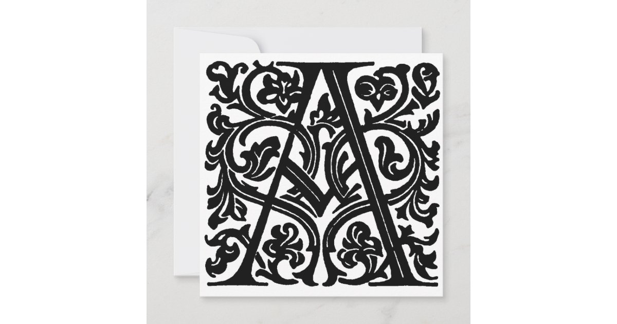 Monogram A Initial Black and White Floral Pattern | Zazzle