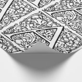 Monogram A Initial Black and White Floral Pattern Wrapping Paper | Zazzle