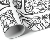 Monogram A Initial Black and White Floral Pattern Wrapping Paper | Zazzle