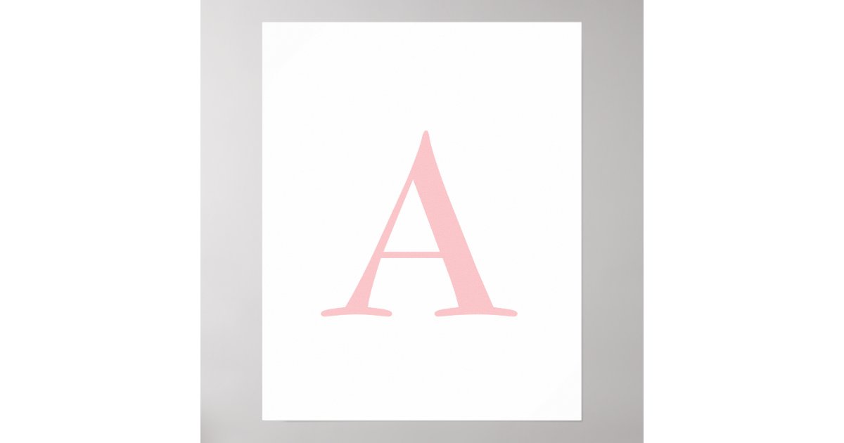 Monogram A Initial Letter Modern White & Pink Pos Poster | Zazzle