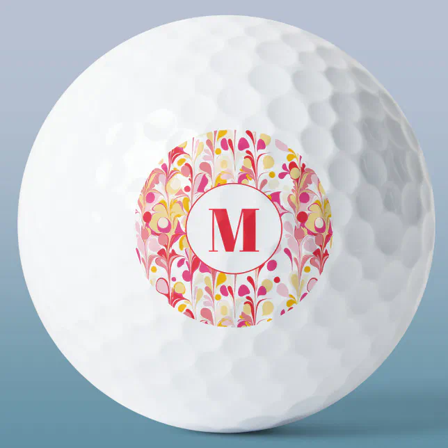 Monogram Abstract Retro Marble Pattern Golf Balls | Zazzle