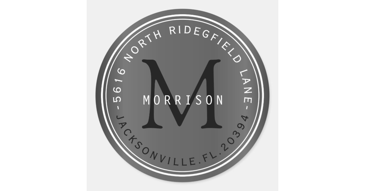 Monogram Address Label in Gray | Zazzle