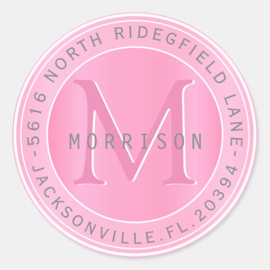 Monogram Address Label in Pink | Zazzle.com