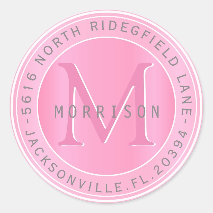 Monogram Address Label in Pink | Zazzle.com