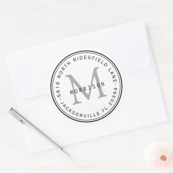 Monogram Address Label in White | Zazzle