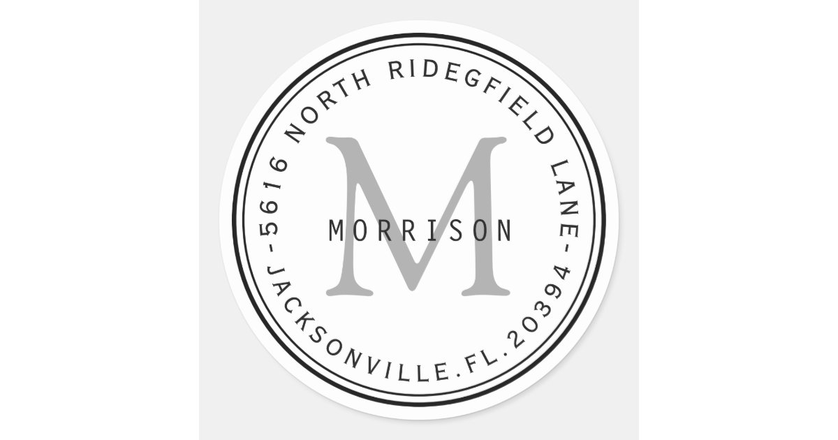 Monogram Address Label in White | Zazzle