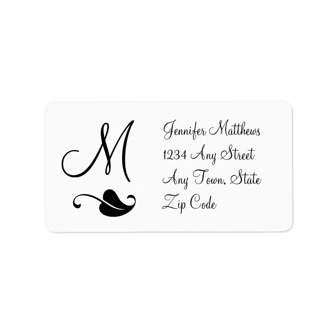 Monogram Address Labels Black and White | Zazzle