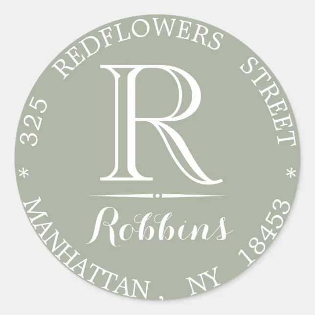 Monogram address sticker | Zazzle