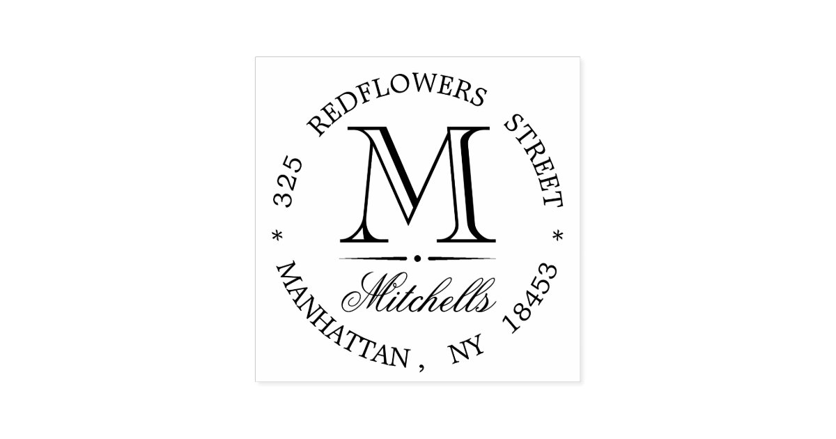 Monogram Address Wedding Stamp | Zazzle
