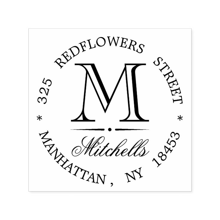Monogram Address Wedding Stamp | Zazzle