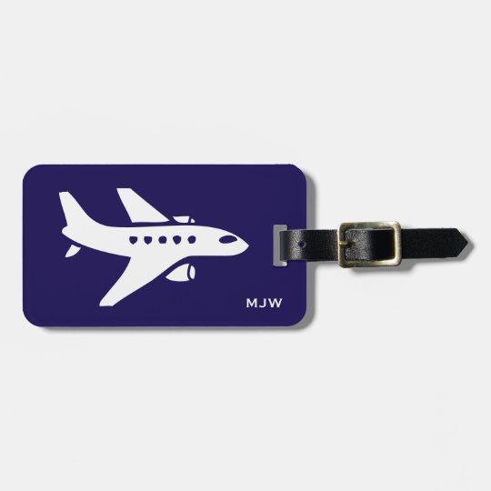 Monogram Airplane Travel Trip Custom Name, Address Luggage Tag | Zazzle.com