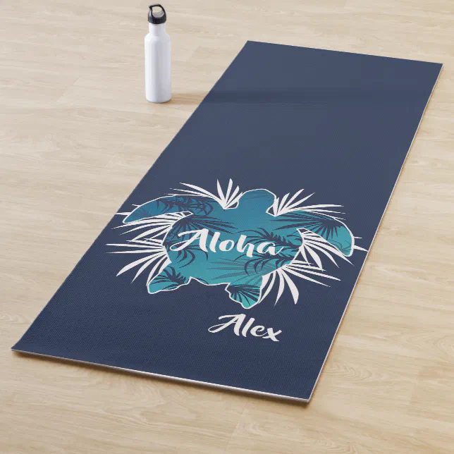 Monogram Aloha Tropical Turtle Yoga Mat | Zazzle