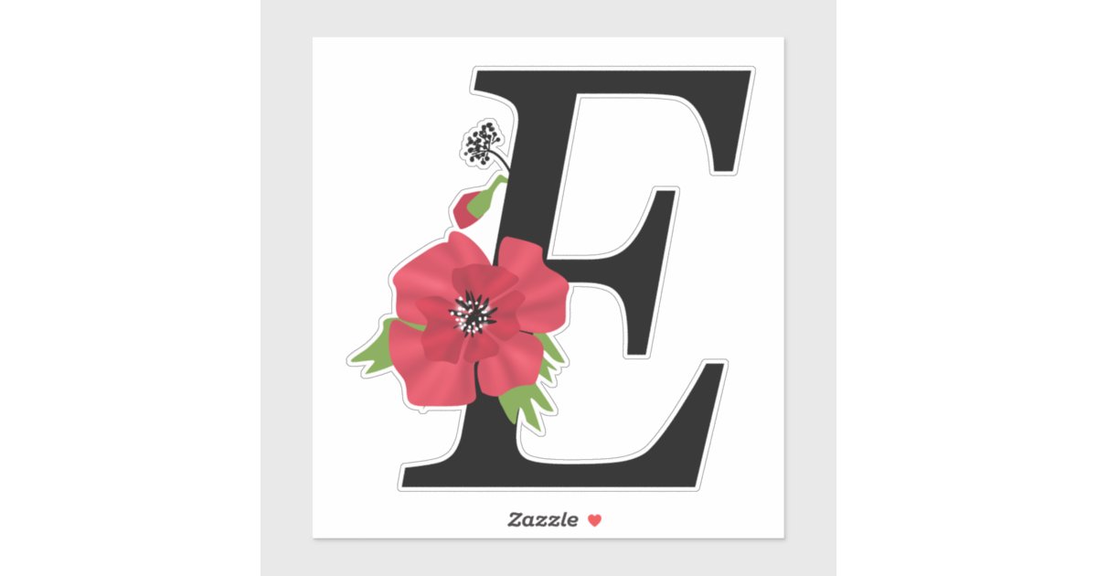monogram, alphabet, letter E, floral monogram Sticker | Zazzle