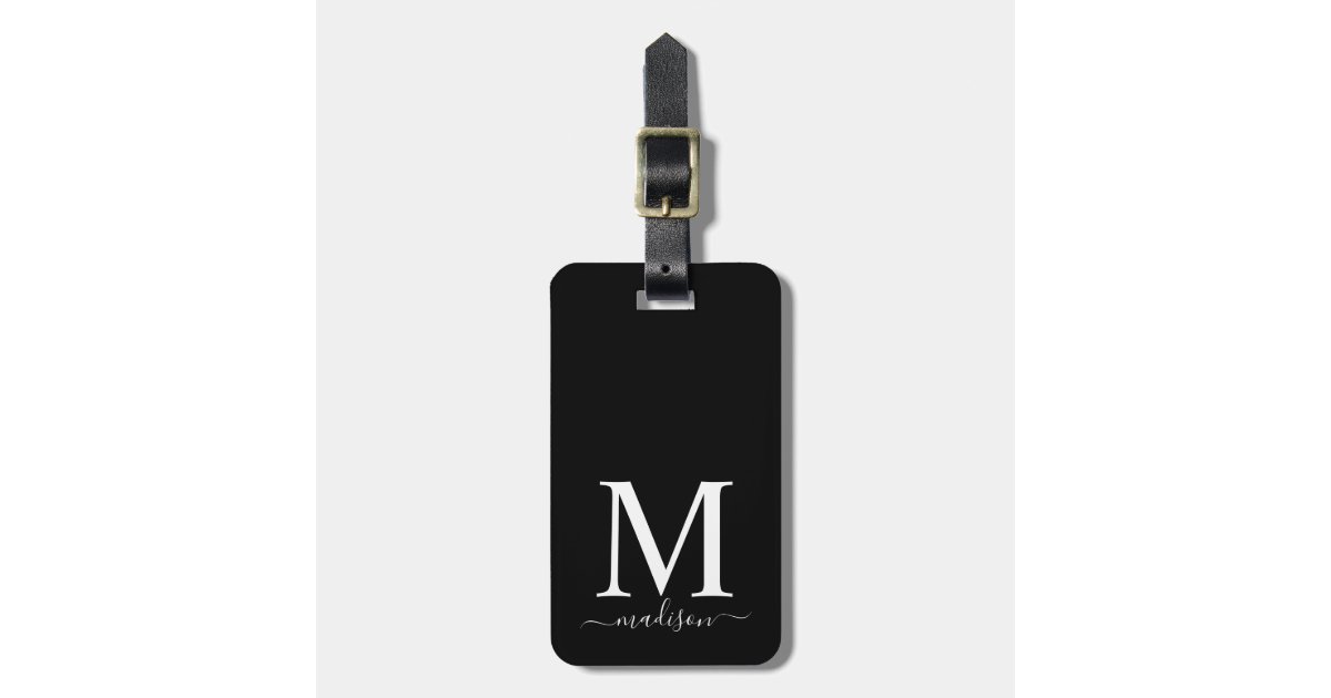 Monogram and Calligraphy with Editable Background Luggage Tag | Zazzle