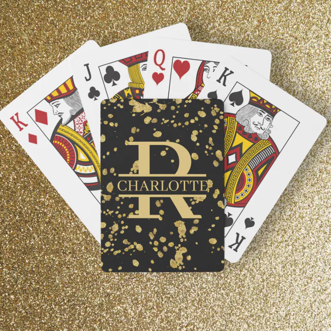 Monogram and Name Personalized Custom Poker Cards | Zazzle