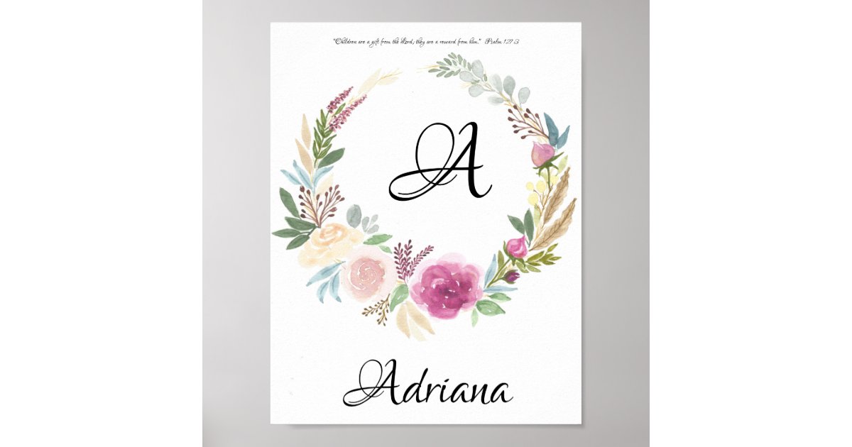 Monogram and name poster, kids name poster | Zazzle