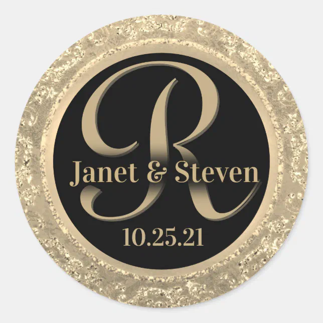 Monogram and Names Gold Glam Seal | Zazzle