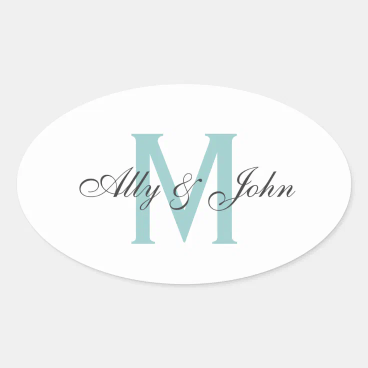 Monogram and names wedding sticker | Zazzle