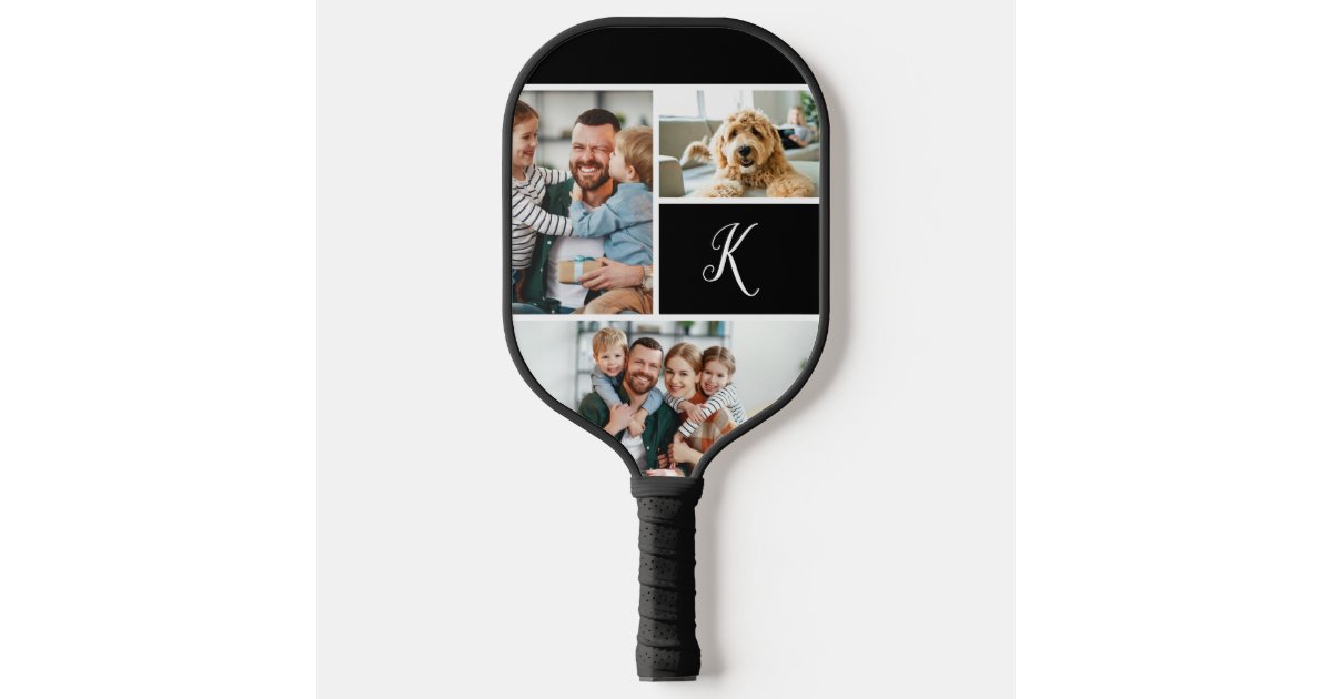 Monogram and Photo Collage Pickleball Paddle | Zazzle