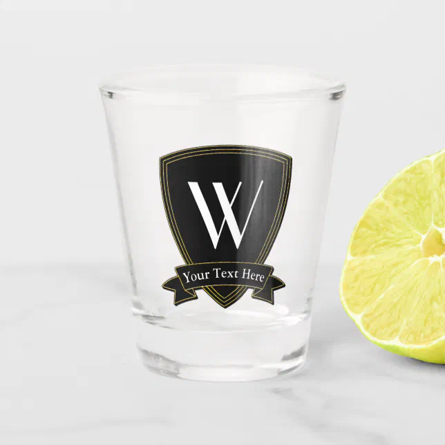 Monogram and Your Text Shot Glass | Zazzle