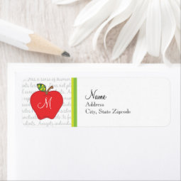 Monogram Apple Return Address Label | Zazzle