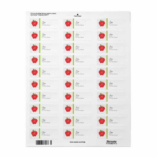 Monogram Apple Return Address Label | Zazzle