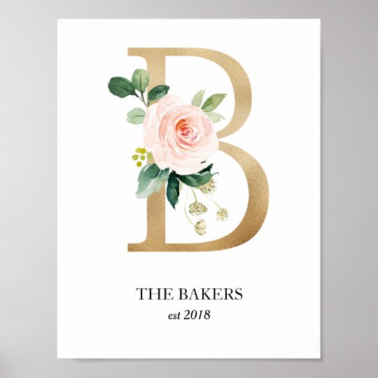 Monogram Art Print, Letter B, Wedding, Nursery Poster | Zazzle.com