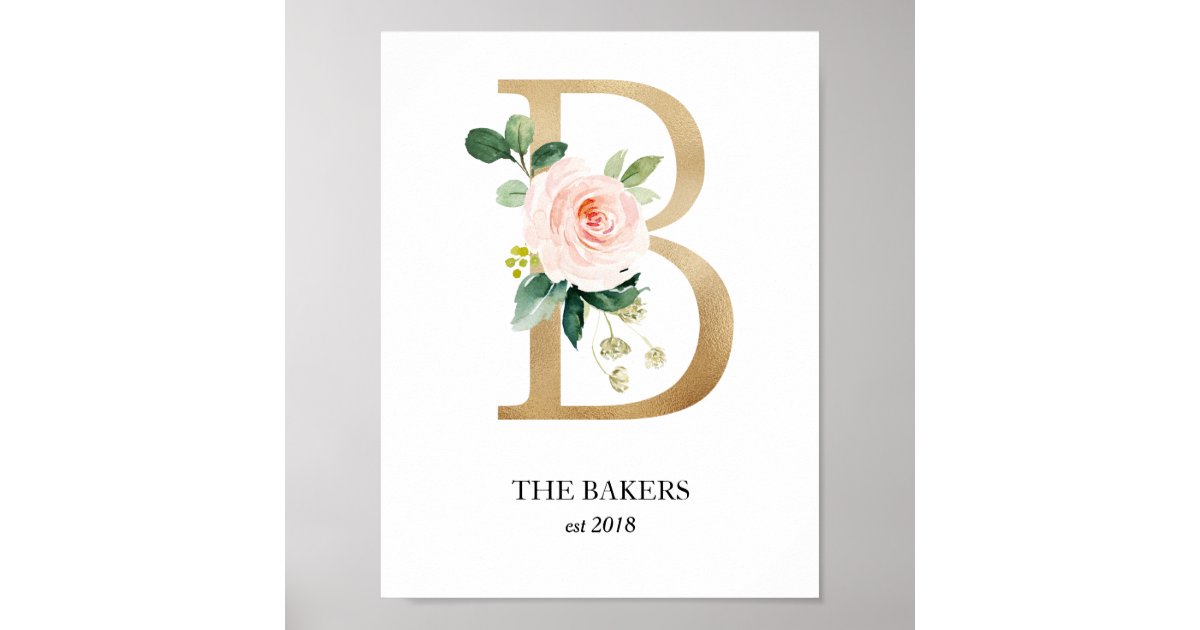 Monogram Art Print, Letter B, Wedding, Nursery Poster | Zazzle