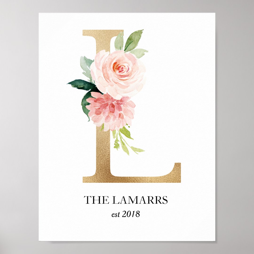 Monogram Art Print, Letter L, Wedding, Nursery Poster | Zazzle