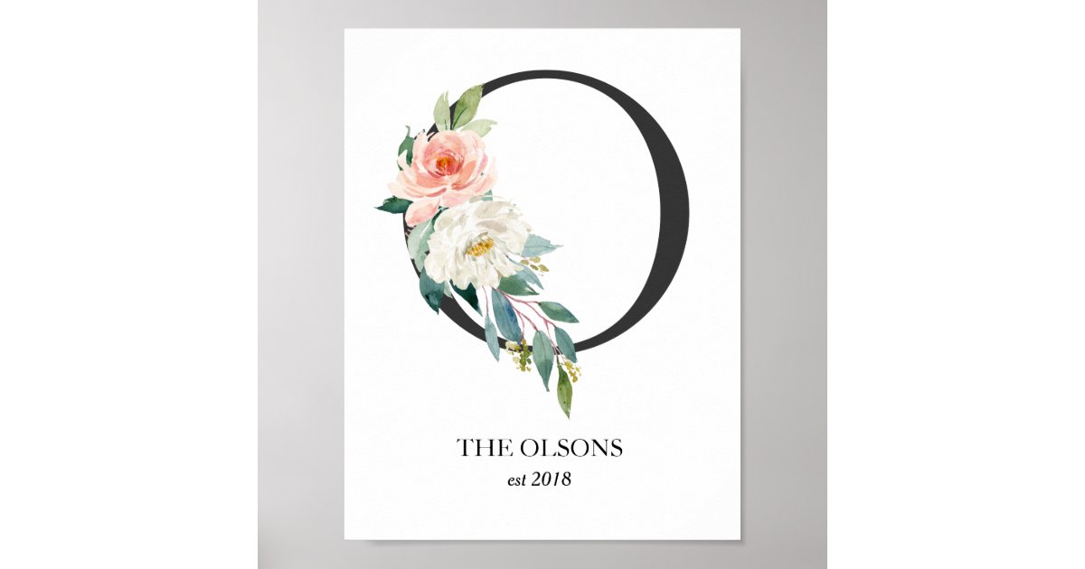 Monogram Art Print, Letter O, Wedding, Nursery Poster | Zazzle