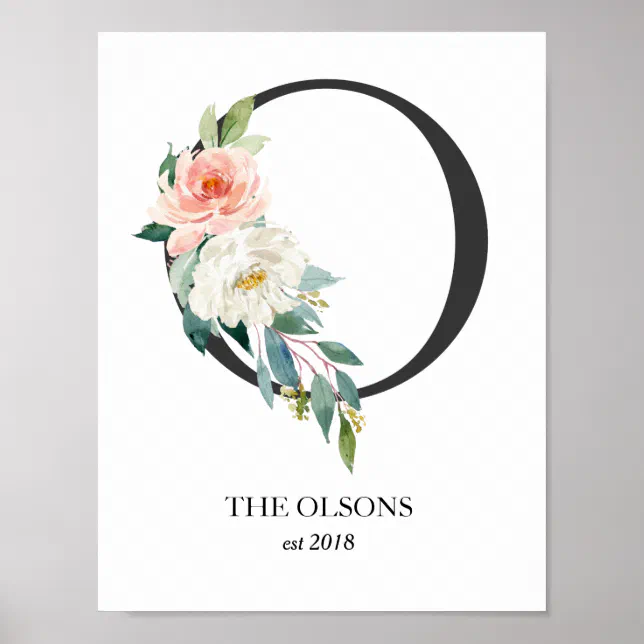 Monogram Art Print, Letter O, Wedding, Nursery Poster | Zazzle