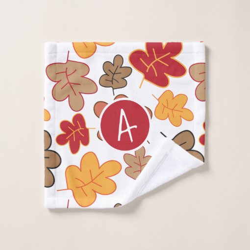 Monogram Autumn Fall Leaves Bath Towel Set | Zazzle