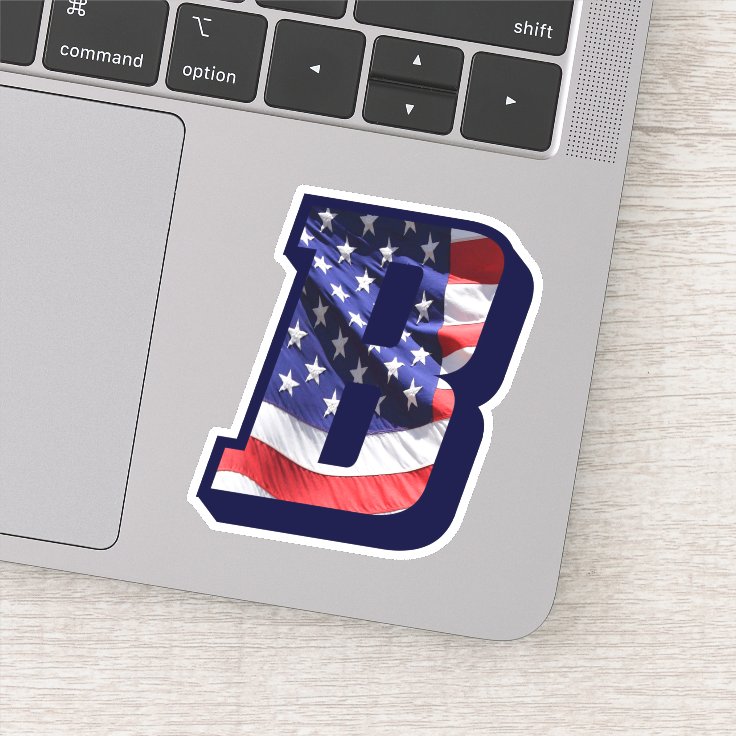 Monogram B American Flag Letter B Initial USA Sticker | Zazzle