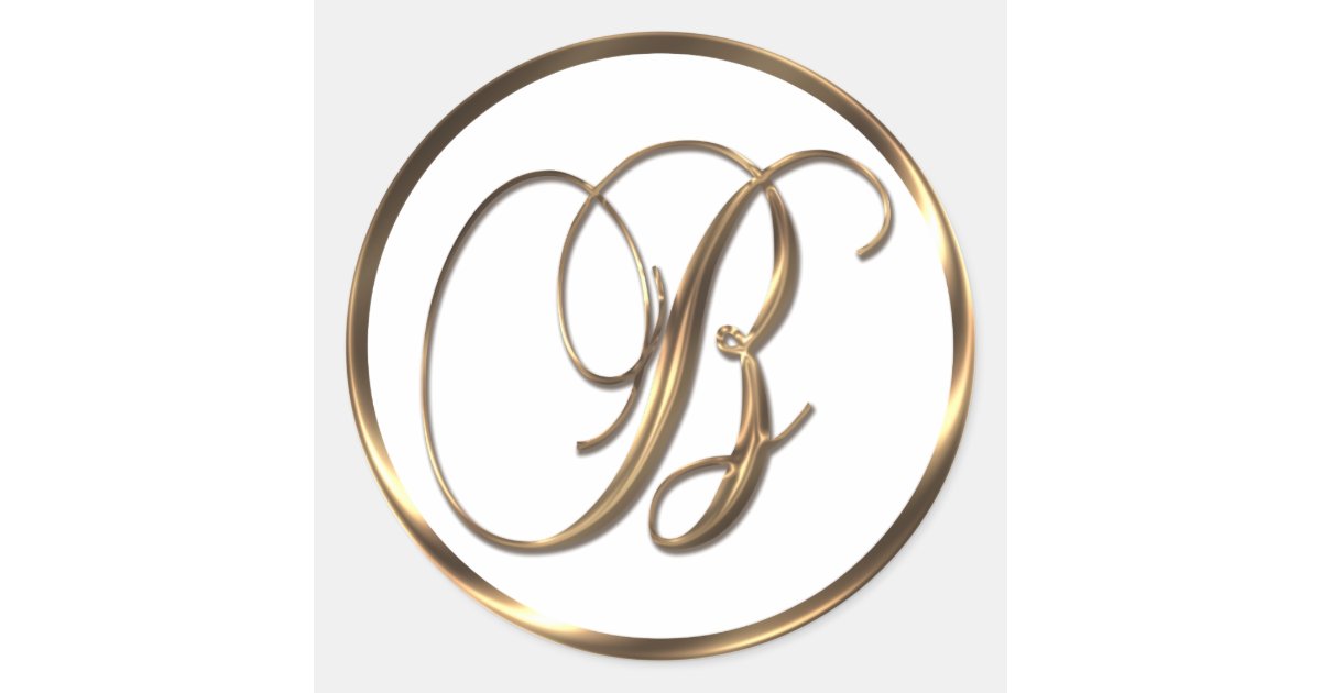 Monogram B Faux Bronze Classic Round Sticker | Zazzle