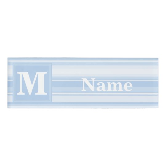 Monogram baby blue stripes name tag | Zazzle.com