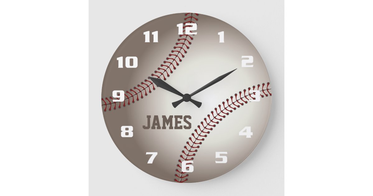 Monogram Baseball Large Clock | Zazzle