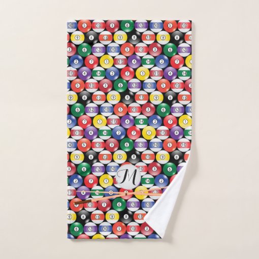 Monogram Billiard Pool Ball Design Bath Towel Set | Zazzle