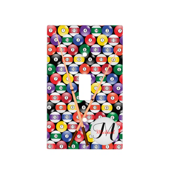 Monogram Billiard Pool Ball Design Light Switch Cover | Zazzle