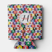 Monogram Billiards Pool Ball Pattern Can Cooler | Zazzle