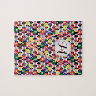 Monogram Billiards Pool Ball Pattern Jigsaw Puzzle | Zazzle