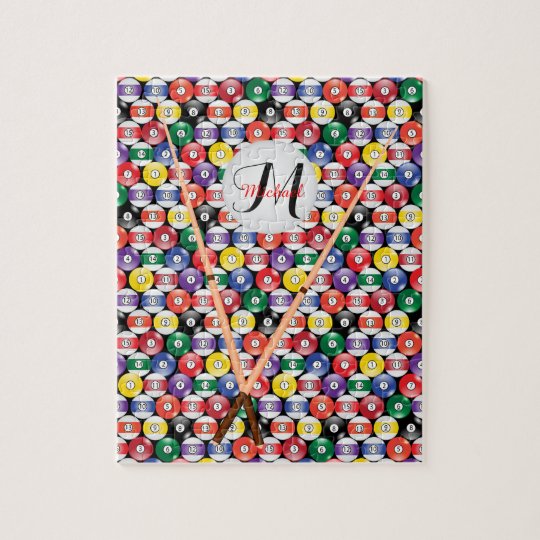 Monogram Billiards Pool Ball Pattern Jigsaw Puzzle | Zazzle.com