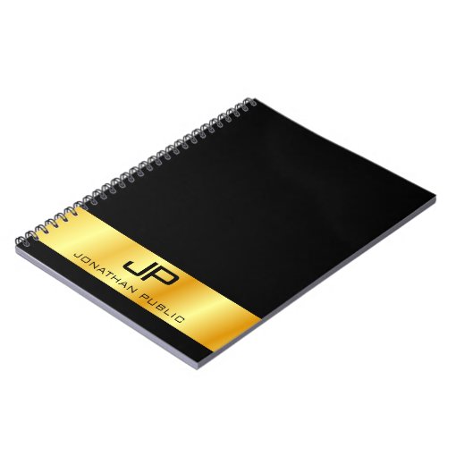 Monogram Black And Gold Elegant Template Modern Notebook | Zazzle