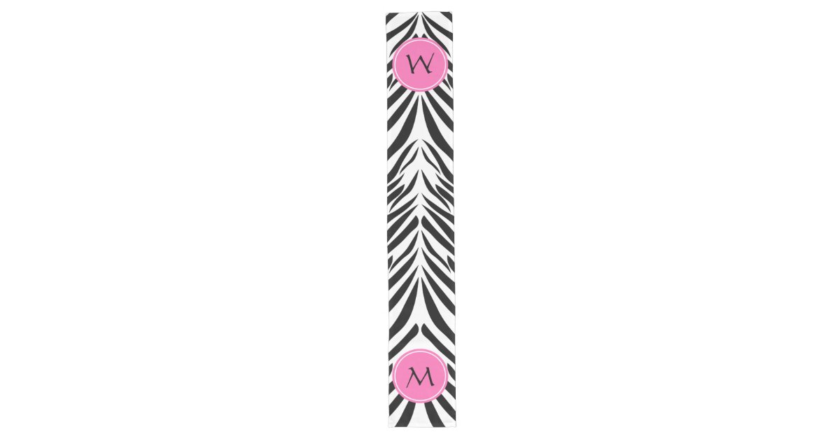 Monogram Black and White and Hot Pink Zebra Print Long Table Runner ...