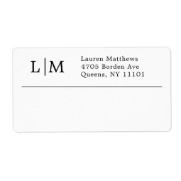 Monogram Black and White Business Shipping Label | Zazzle