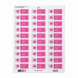 Monogram Black and White Polka Dot with Hot Pink Label | Zazzle