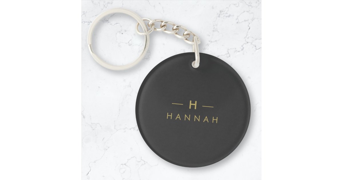 Monogram Black Gold | Modern Minimalist Elegant Keychain | Zazzle