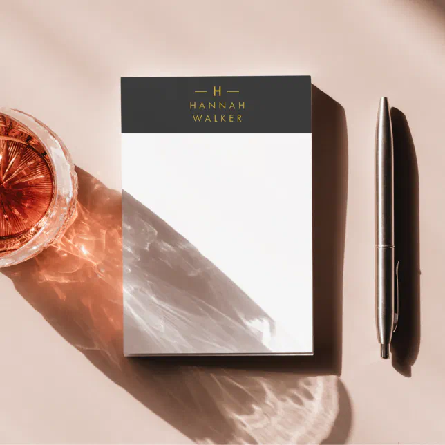 Monogram Black Gold | Modern Minimalist Elegant Post-it Notes | Zazzle