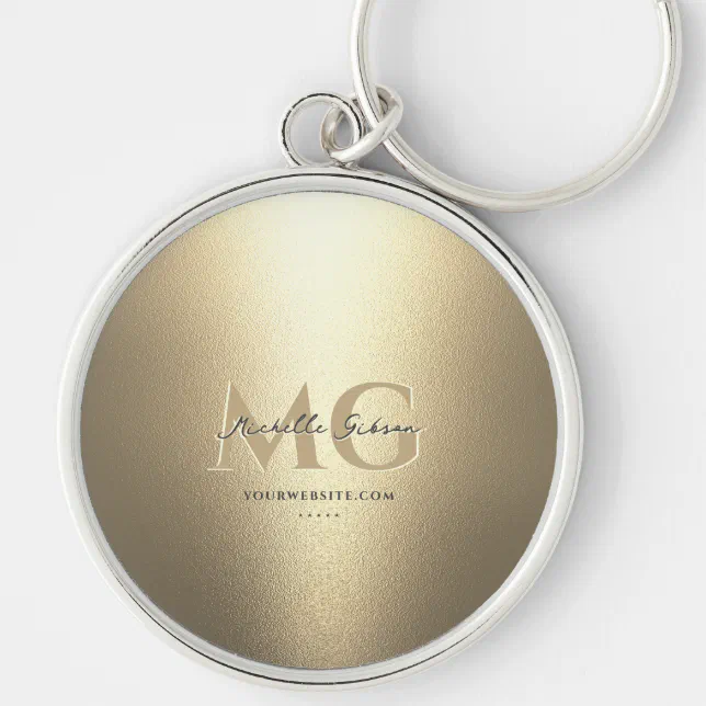 Monogram Black Gold Professional Elegant Modern Keychain | Zazzle