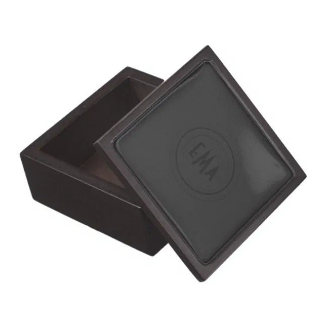 Monogram Black Leather Look Gift Box | Zazzle