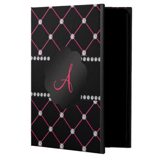 Monogram Black pink diamonds iPad Air Case | Zazzle